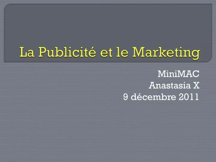 PPT - La Publicité et le Marketing PowerPoint Presentation, free ...