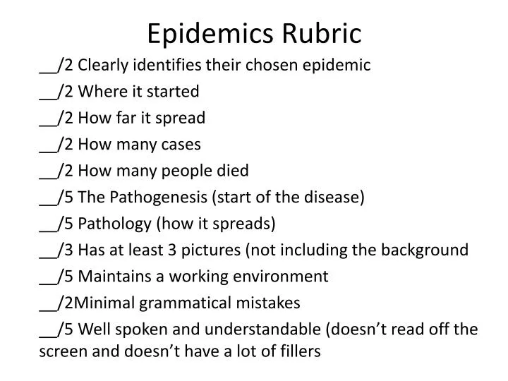 PPT - Epidemics Rubric PowerPoint Presentation, free download - ID:2798266