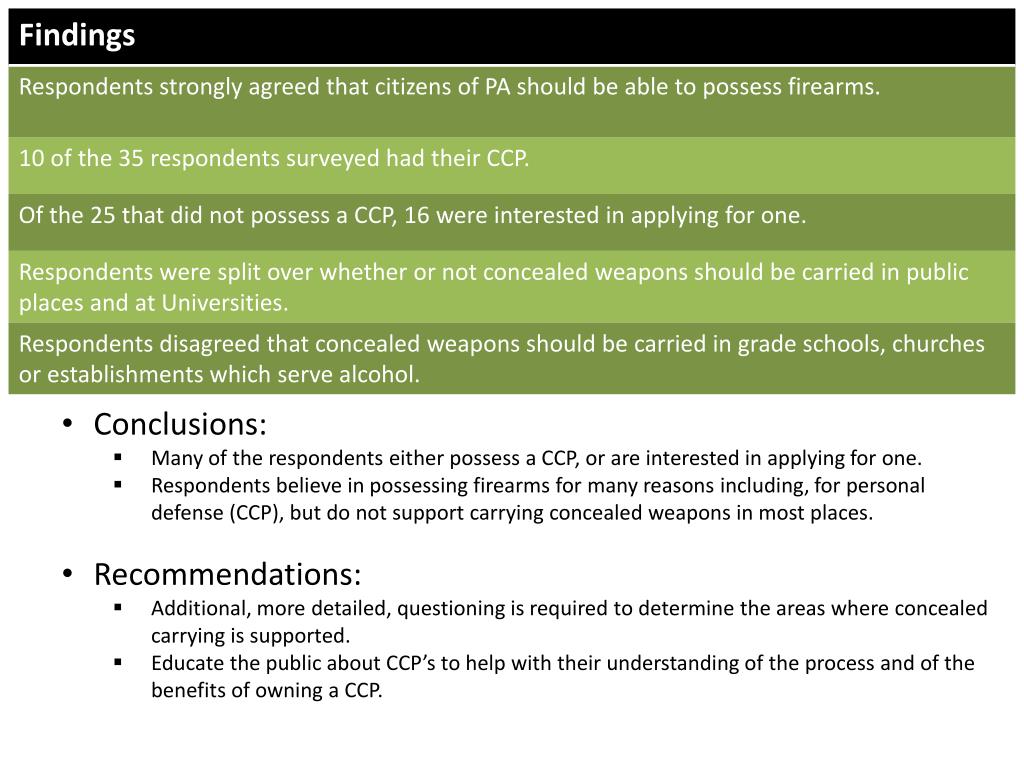 PPT - Survey on Pennsylvania’s Concealed Carry Firearms Policy ...