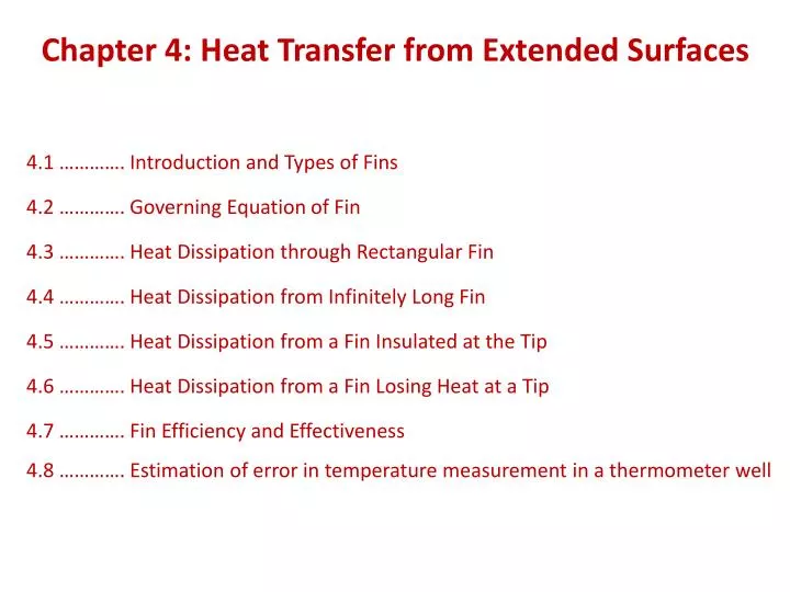 PPT - Chapter 4: Heat Transfer from Extended Surfaces PowerPoint ...
