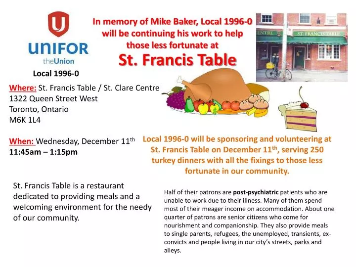 PPT - St. Francis Table PowerPoint Presentation, free download - ID:2801071