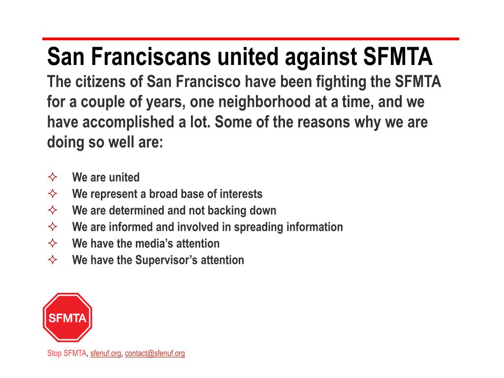 PPT - San Franciscans united against SFMTA SFMTA needs new priorities ...