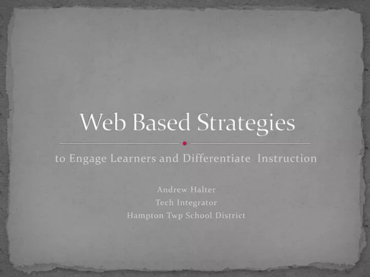 PPT - Web Based Strategies PowerPoint Presentation, free download - ID ...