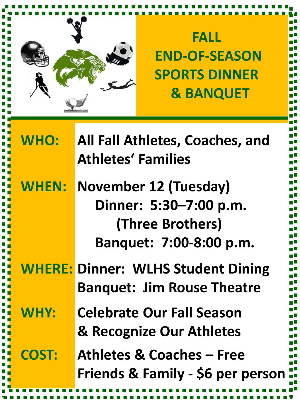 PPT - FALL END-OF-SEASON SPORTS DINNER & BANQUET PowerPoint ...