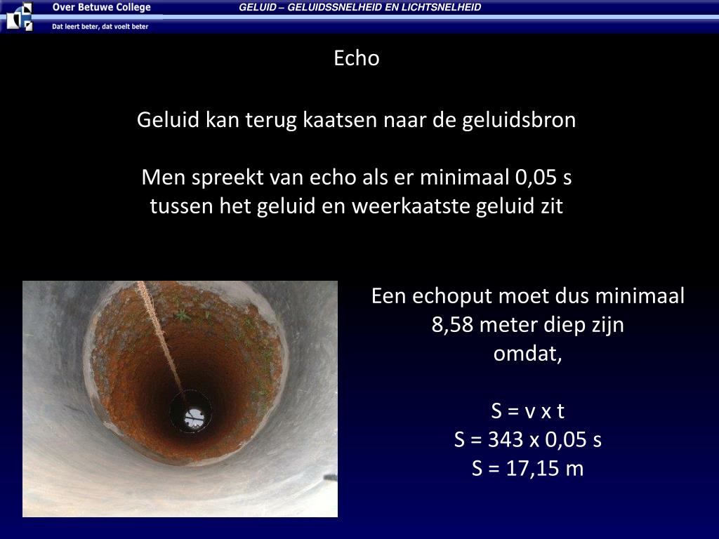 PPT - Na deze les: Kan je de geluidssnelheid door lucht (20 o C) uit ...