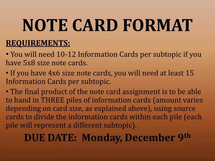 PPT - NOTE CARD FORMAT PowerPoint Presentation, free download - ID:2804502