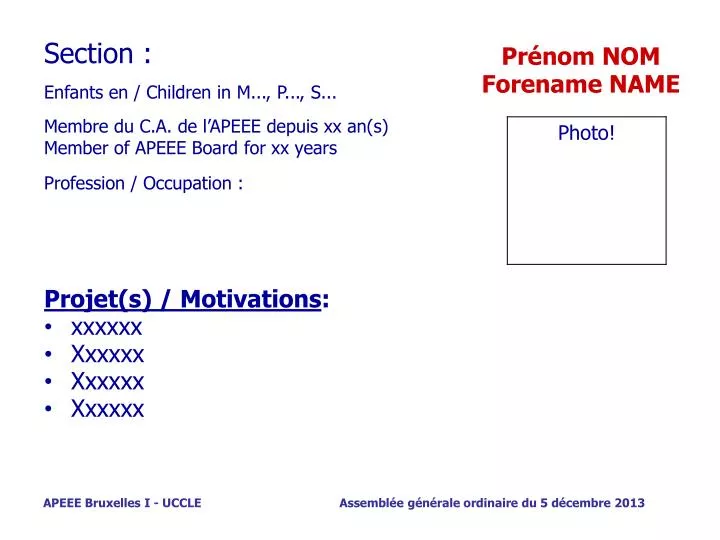 PPT - Prénom NOM Forename NAME PowerPoint Presentation, free download ...