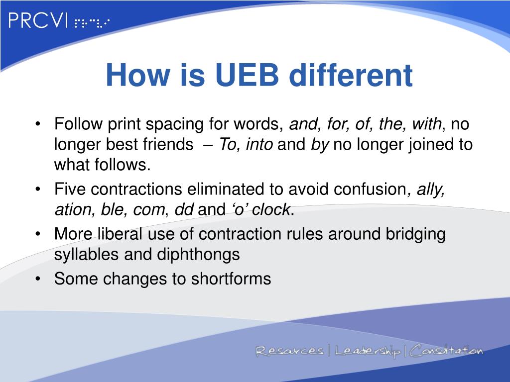 PPT - Unified English Braille UEB by Chris Marshall Betty Nobel ...