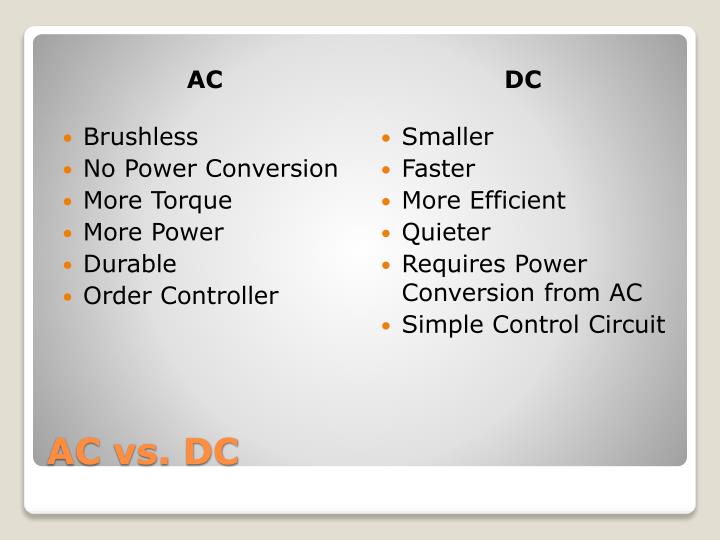 PPT - AC vs. DC Motors and controllers PowerPoint Presentation - ID:2814899