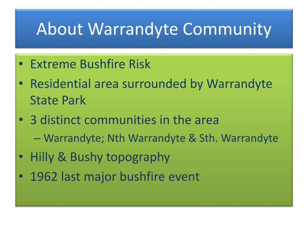 PPT - Be Ready Warrandyte: Community Bushfire Planning Collaboration ...