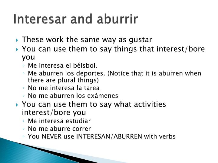 PPT - Topic: gustar , interesar , aburrir PowerPoint Presentation - ID ...