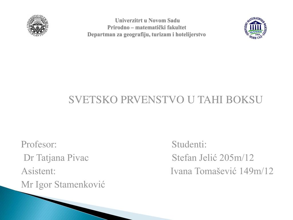 PPT - SVETSKO PRVENSTVO U TAHI BOKSU Profesor: Studenti: PowerPoint Presentation - ID:2816783