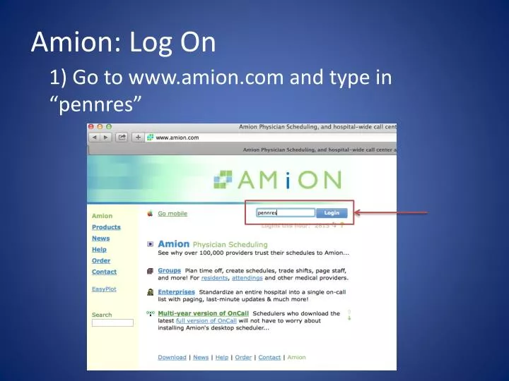 PPT - Amion : Log On PowerPoint Presentation, free download - ID:2818104