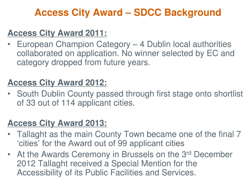 PPT - Access City Award… The South Dublin County Experience PowerPoint ...