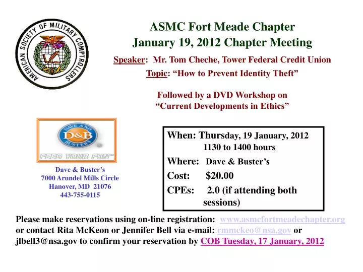 PPT - ASMC Fort Meade Chapter January 19, 2012 Chapter Meeting ...