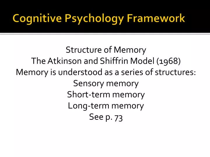 PPT - Cognitive Psychology Framework PowerPoint Presentation, free ...