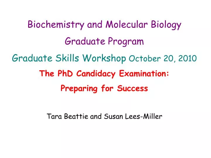 PPT - Biochemistry and Molecular Biology Graduate Program Graduate ...