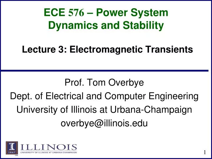 PPT - ECE 576 – Power System Dynamics and Stability PowerPoint Presentation - ID:2821257