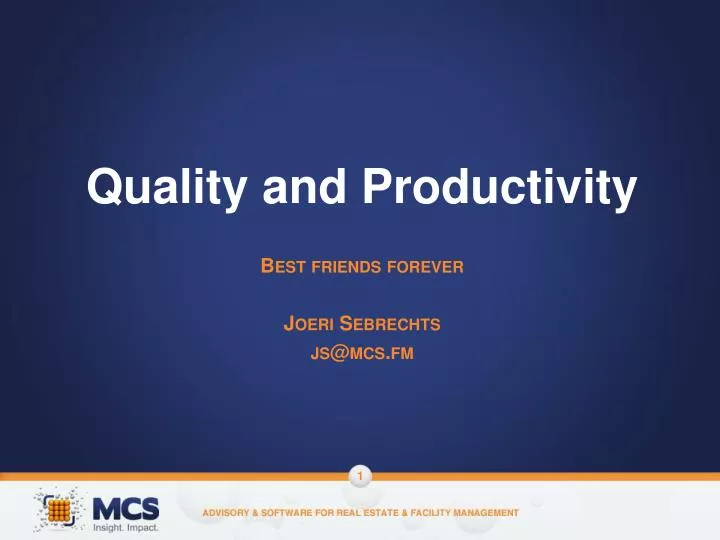 PPT - Quality and Productivity PowerPoint Presentation, free download ...