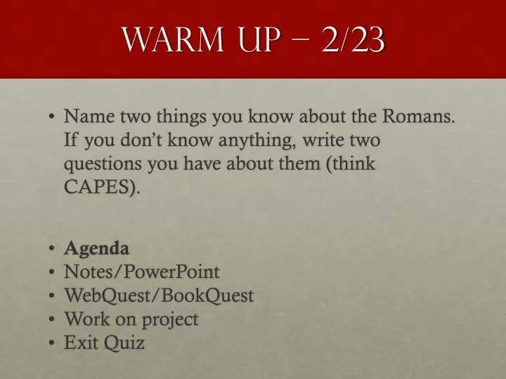PPT - Warm Up – 2/23 PowerPoint Presentation, free download - ID:2821395