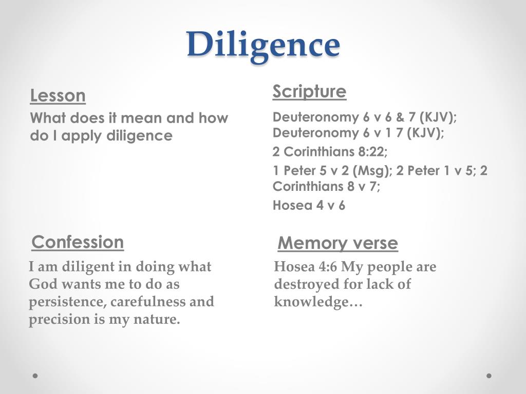 PPT - Diligence Lesson: Understanding and Applying the Meaning of ...