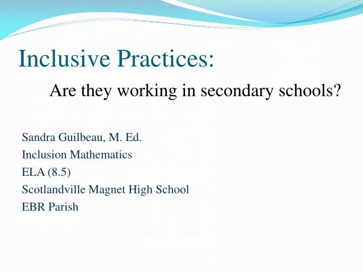 PPT - Inclusive Practices: PowerPoint Presentation, free download - ID ...