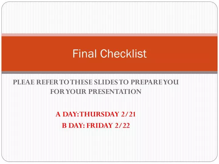 PPT - Final Checklist PowerPoint Presentation, free download - ID:2826491