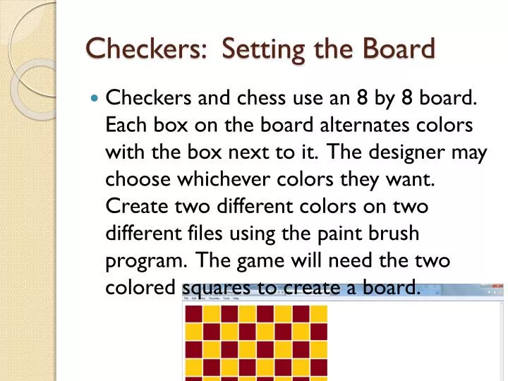 PPT - Checkers: Setting the Board PowerPoint Presentation, free ...
