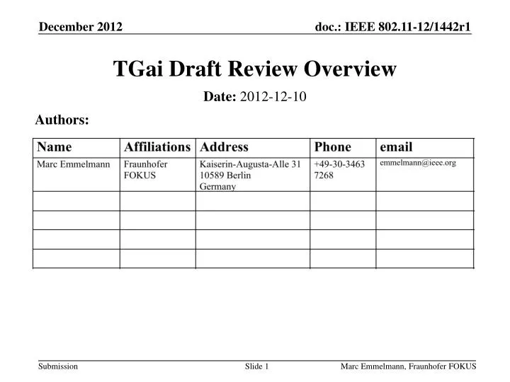 PPT - TGai Draft Review Overview PowerPoint Presentation, free download ...
