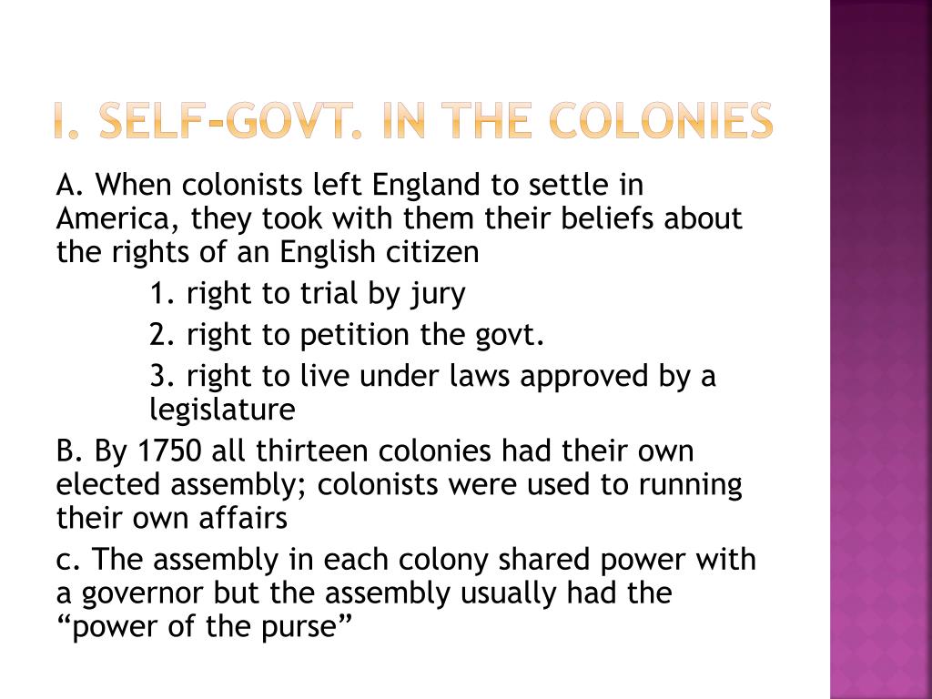 PPT - The Impact of Self-Government and the French and Indian War on ...