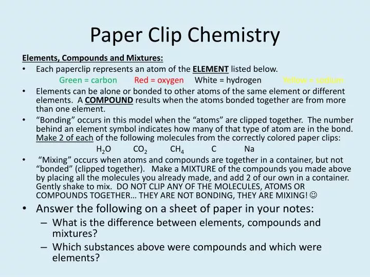 PPT - Paper Clip Chemistry PowerPoint Presentation, free download - ID ...