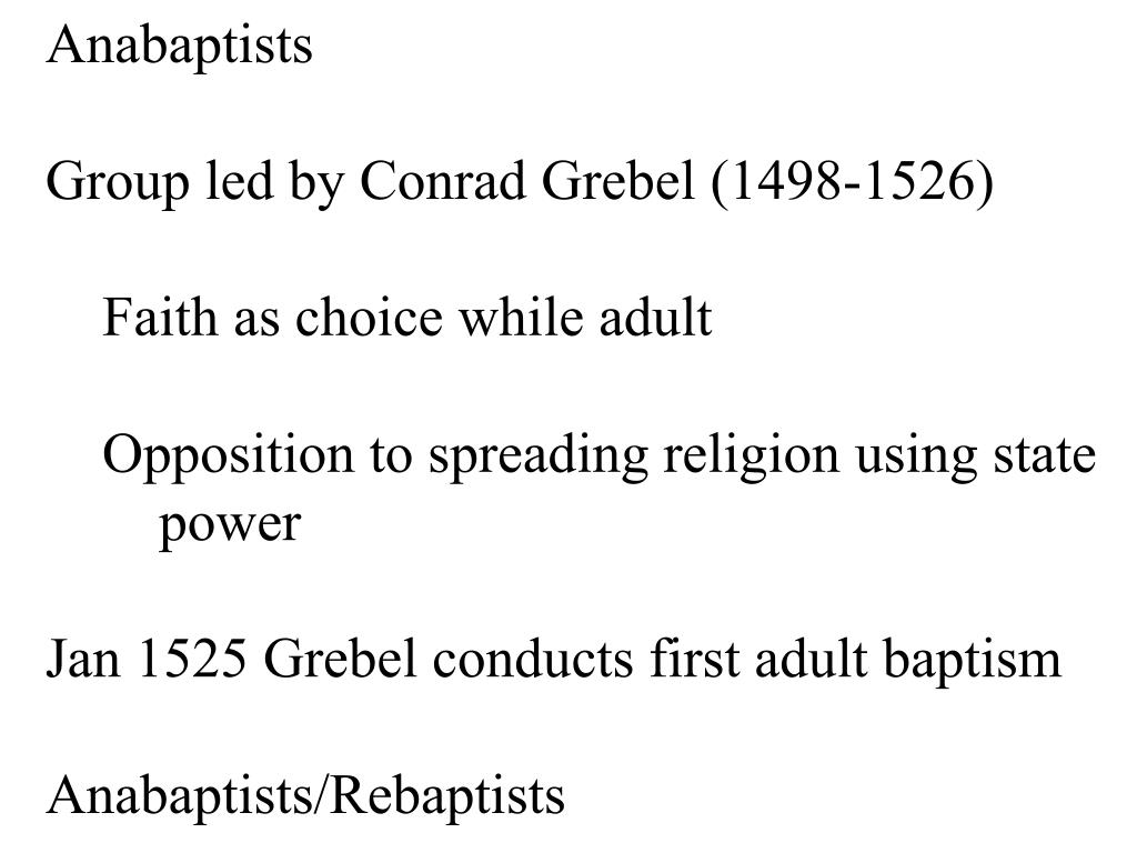 PPT - Swiss Reformation Anabaptists Calvinists Reformation in England ...