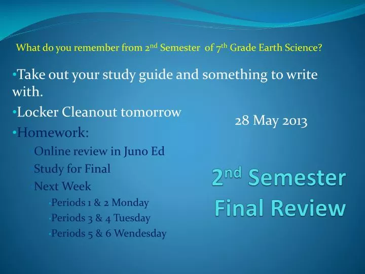 PPT - 2 nd Semester Final Review PowerPoint Presentation, free download ...