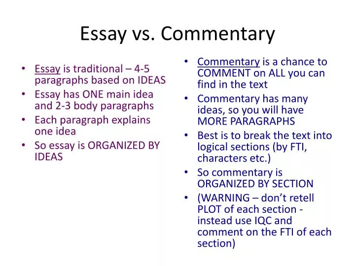 PPT Essay Vs Commentary PowerPoint Presentation Free Download ID PPT Essay Vs Commentary PowerPoint Presentation Free Download ID