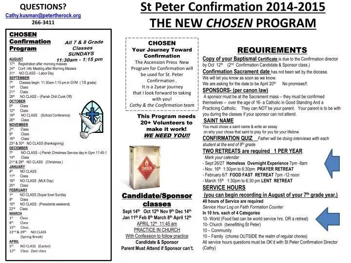 PPT - St Peter Confirmation 2014-2015 THE NEW CHOSEN PROGRAM PowerPoint ...