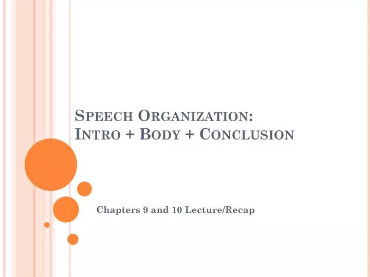 PPT - Speech Organization: Intro + Body + Conclusion PowerPoint ...