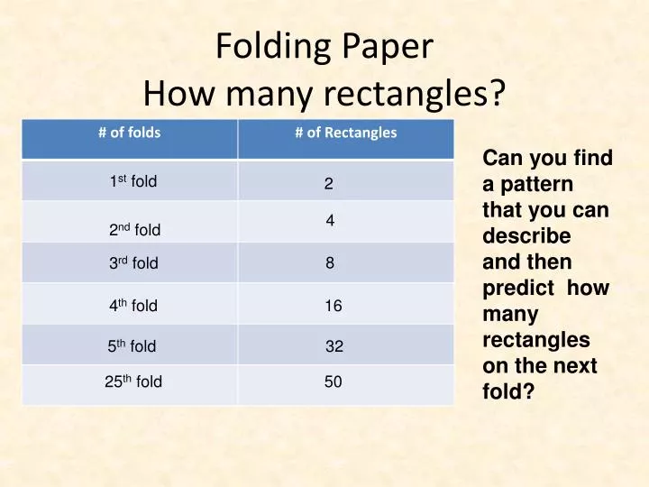 PPT - Folding Paper How many rectangles? PowerPoint Presentation, free ...