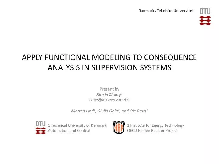 PPT - APPLY FUNCTIONAL MODELING TO CONSEQUENCE ANALYSIS IN SUPERVISION SYSTEMS PowerPoint ...