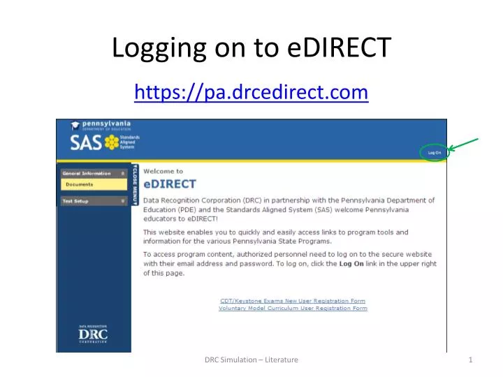PPT - Logging on to eDIRECT PowerPoint Presentation, free download - ID ...