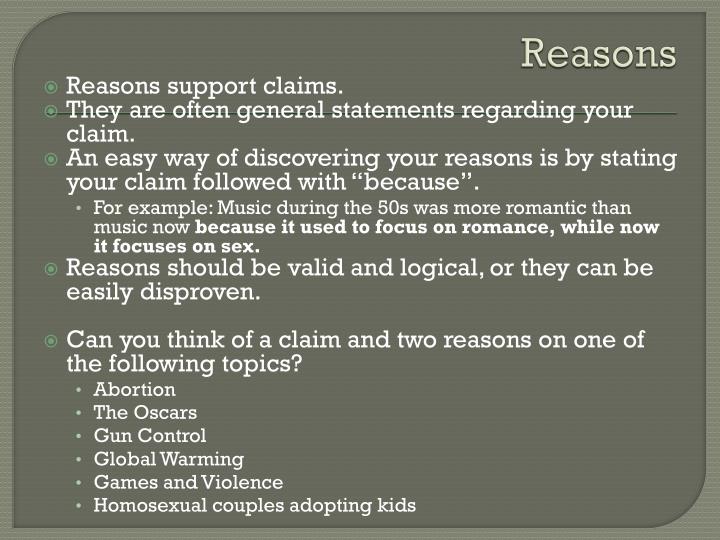 PPT - Introduction, Reasons, and Evidence PowerPoint Presentation - ID ...