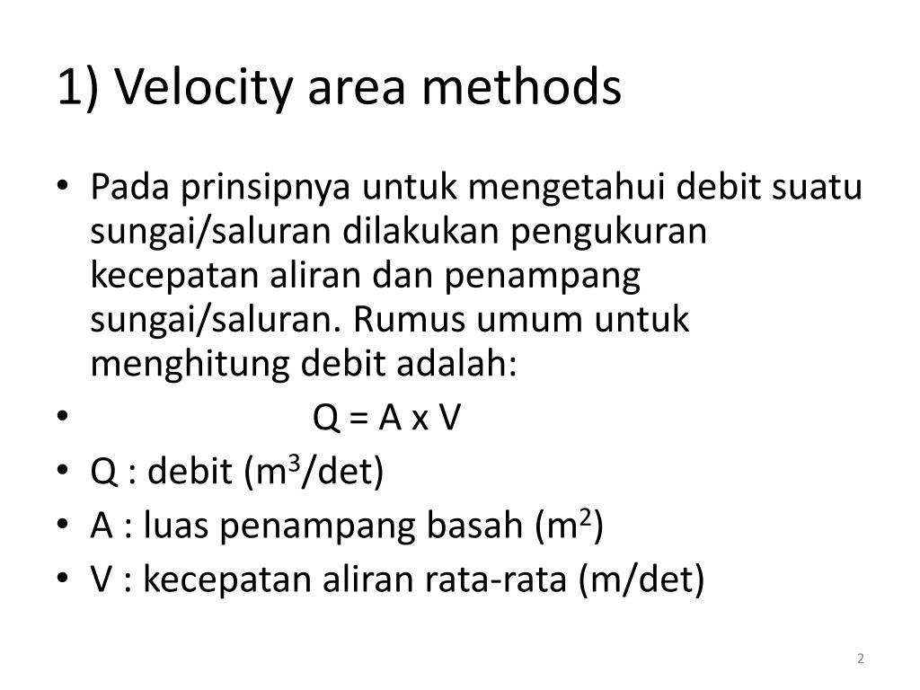 PPT - 3. Pengukuran dan Perhitungan Debit Sungai/ Saluran Air ...