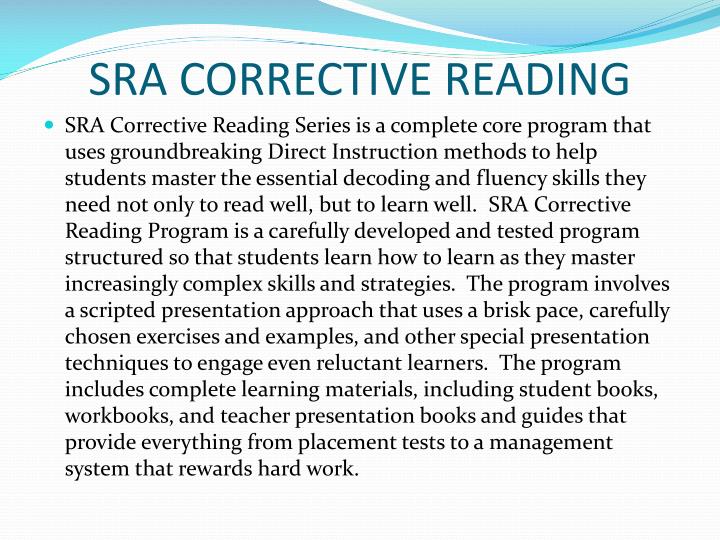 PPT - SRA CORRECTIVE READING DECODING PowerPoint Presentation - ID:2842937