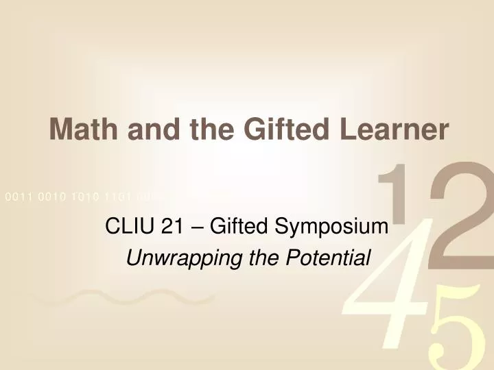PPT - Math and the Gifted Learner PowerPoint Presentation, free ...