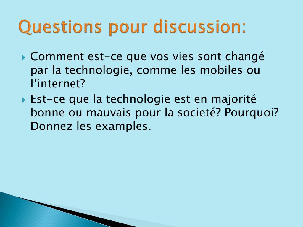 PPT - La Technologie et les effets sur la société PowerPoint ...