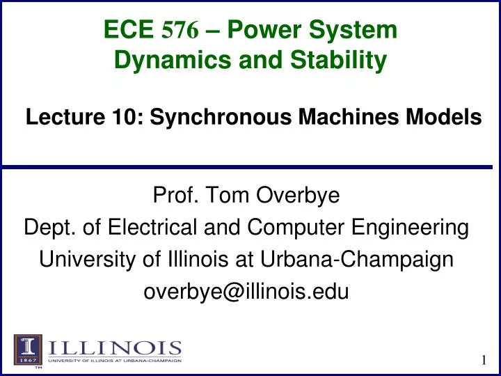 PPT - ECE 576 – Power System Dynamics and Stability PowerPoint Presentation - ID:2847145