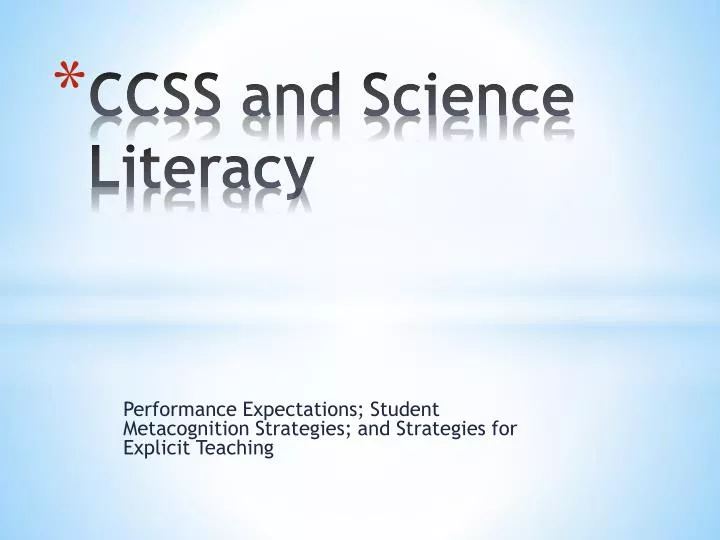 PPT - CCSS and Science Literacy PowerPoint Presentation, free download ...