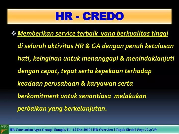 PPT - HR - CREDO PowerPoint Presentation, free download - ID:2847948