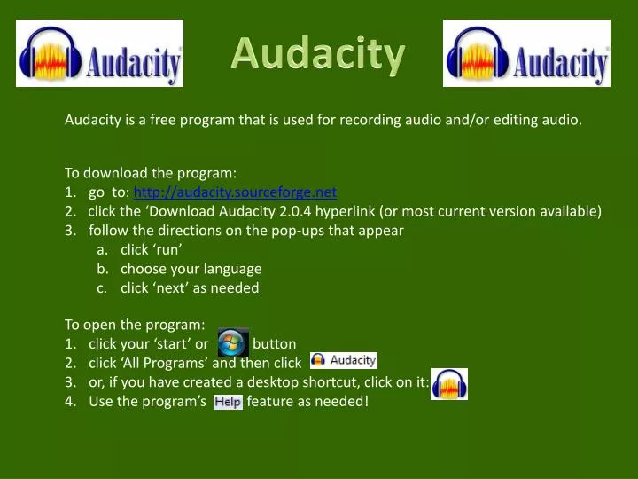 PPT - Audacity PowerPoint Presentation, free download - ID:2850761