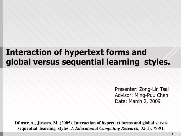 PPT - Interaction of hypertext forms and global versus sequential ...