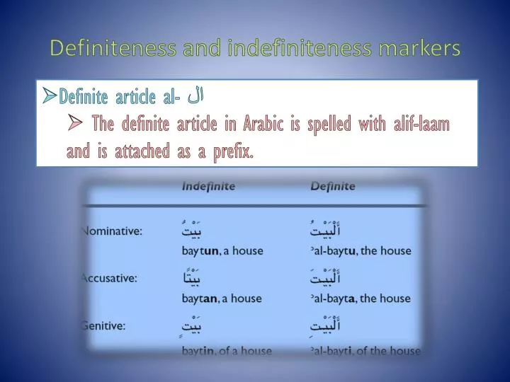 PPT - Definiteness and indefiniteness markers PowerPoint Presentation ...